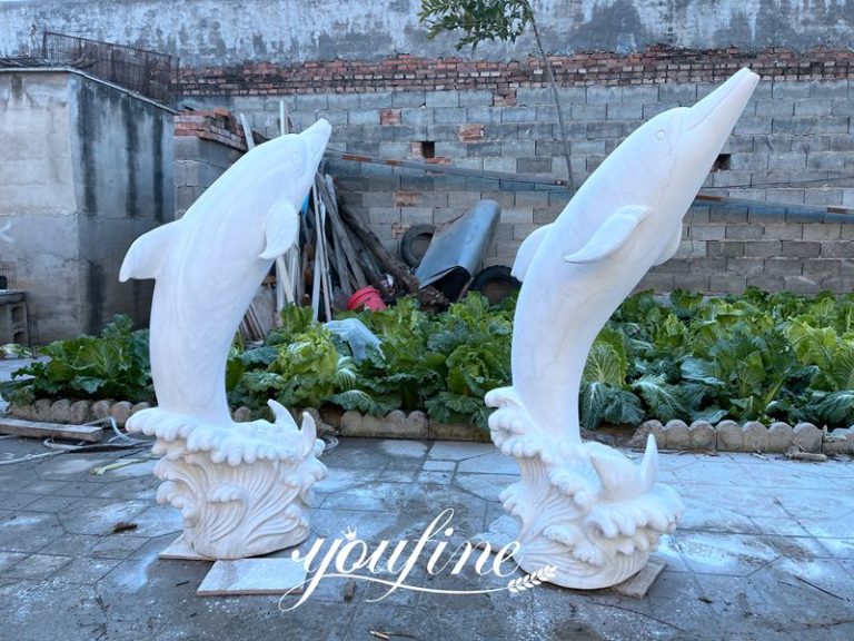 Outdoor Marble Dolphin Statue Pool Decoration for Sale