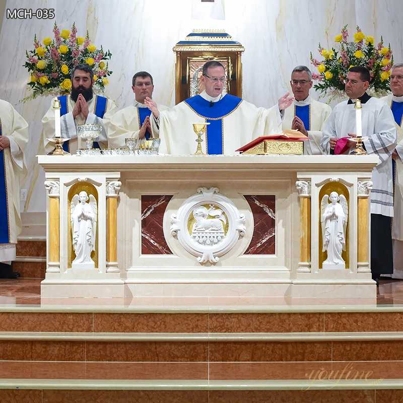 Natural Marble Altar with Statue for Church - YouFine