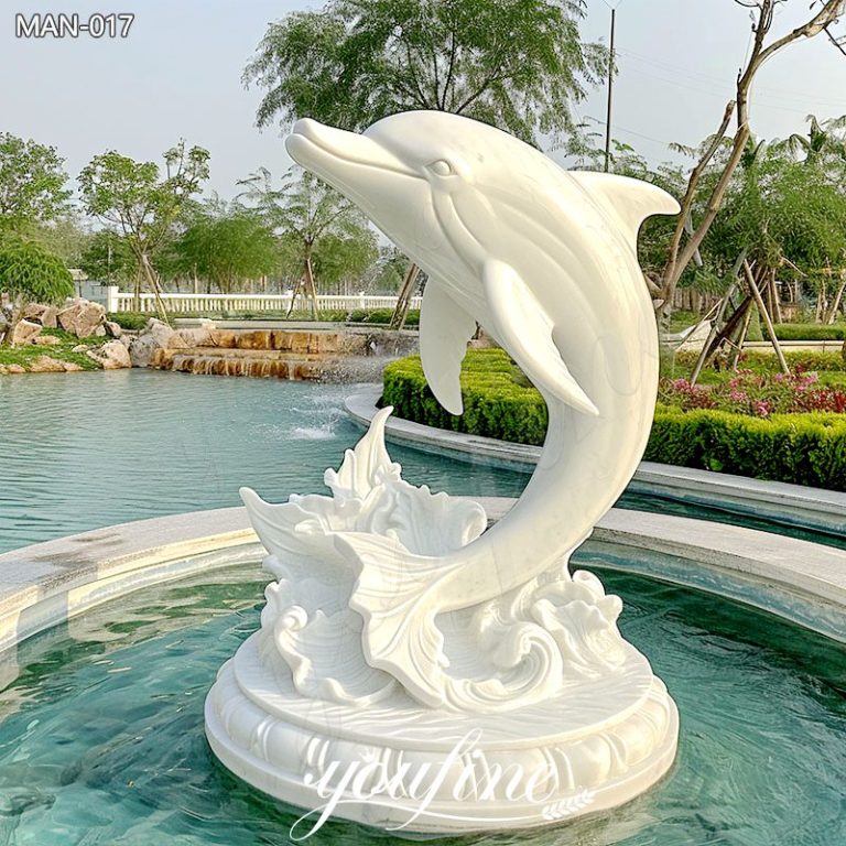 Outdoor Marble Dolphin Statue Pool Decoration for Sale