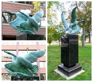 Garden Bronze Flying Wild Goose Sculpture Memorial Pool Decoration-YouFine