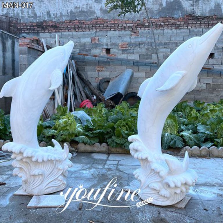 Outdoor Marble Dolphin Statue Pool Decoration for Sale