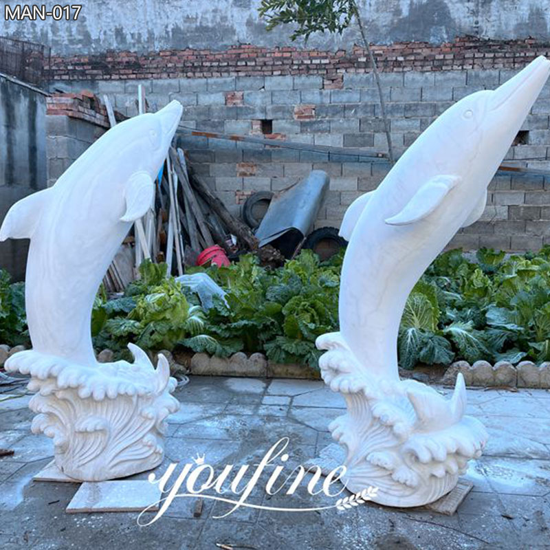 Outdoor Marble Dolphin Statue Pool Decoration for Sale