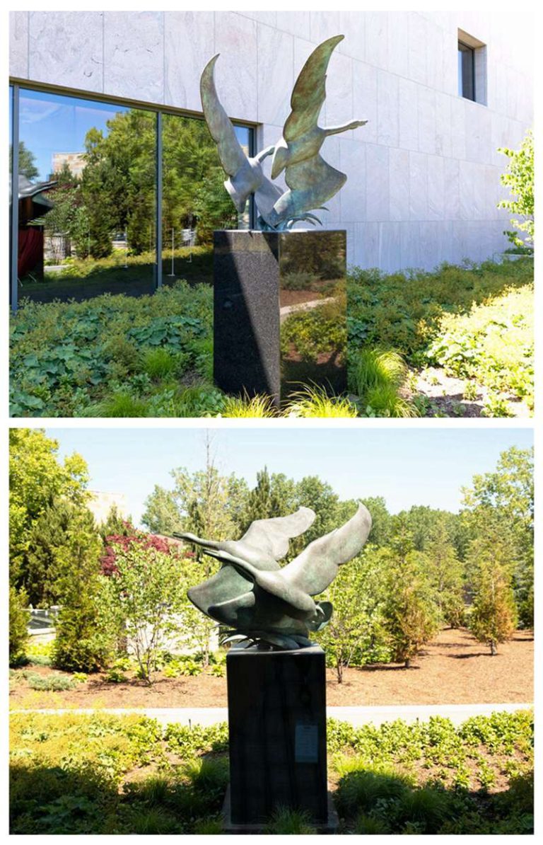 Garden Bronze Flying Wild Goose Sculpture Memorial Pool Decoration-YouFine