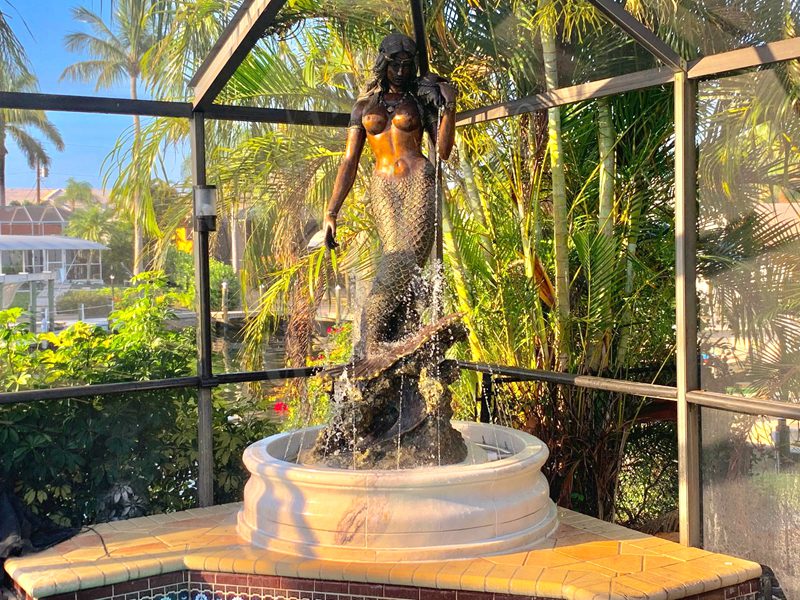 Large Outdoor Bronze Mermaid Fountain With Marble Pool for Sale-YouFine