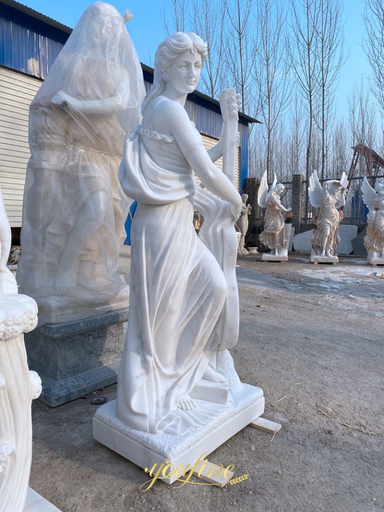 Musical Marble Lady Statue Playing Guitar Sculpture for Sale