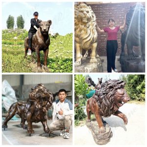 Life Size Bronze Mountain Lion Statue Going Up a Tree Art-YouFine