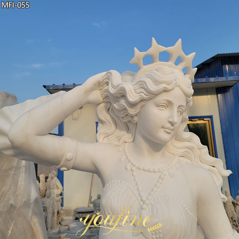 Outdoor Life Size Realistic Marble Mermaid Sculpture for Sale