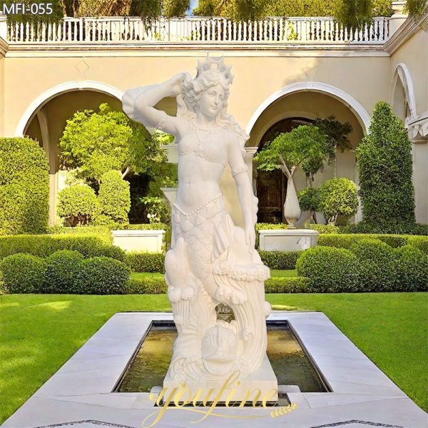 Outdoor Life Size Realistic Marble Mermaid Sculpture for Sale