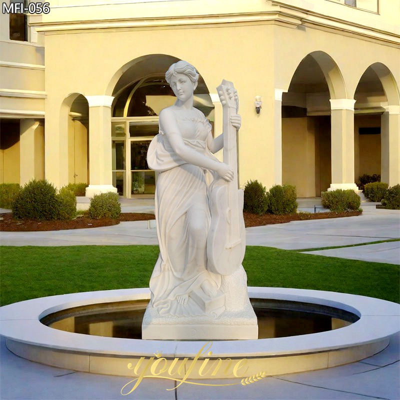 Musical Marble Lady Statue Playing Guitar Sculpture for Sale