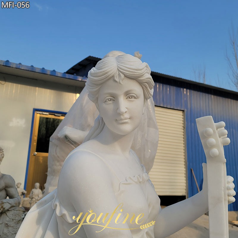 Musical Marble Lady Statue Playing Guitar Sculpture for Sale