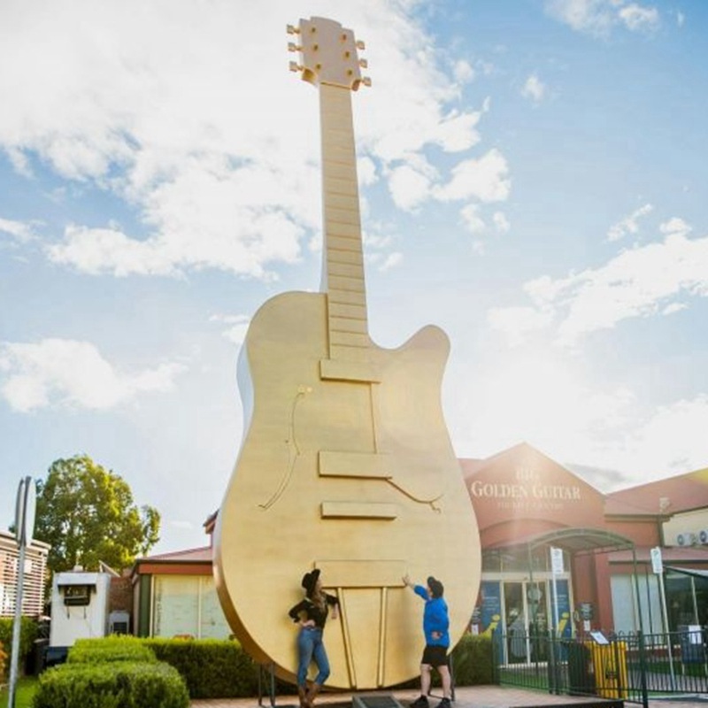 Metal Outdoor Big Golden Guitar Sculpture Replica-YouFine