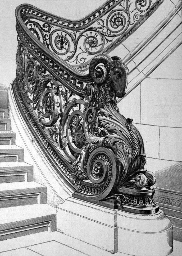Bronze Rams Head Staircase Railings Homes Stairwell Architecture ...