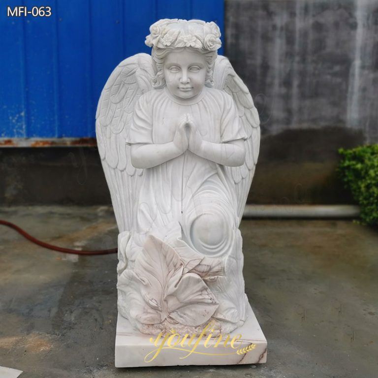 White Marble Angel Cemetery Statue Memorial for Sale
