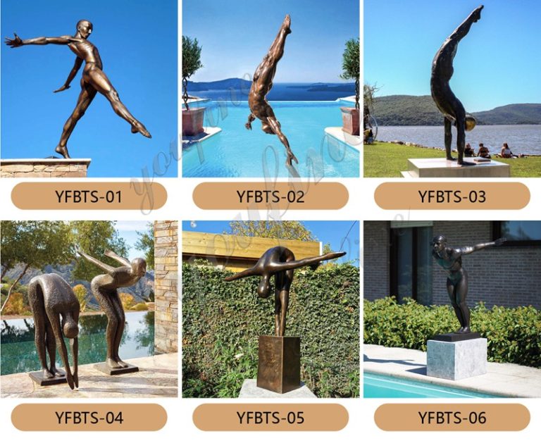 Life Size Bronze Diving Man Sculpture Swimmer Sports Statue Wholesale ...