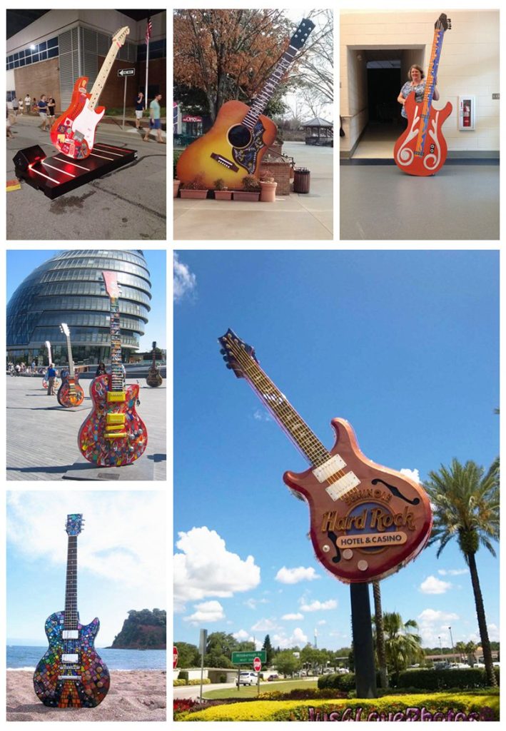 Metal Outdoor Big Golden Guitar Sculpture Replica-YouFine