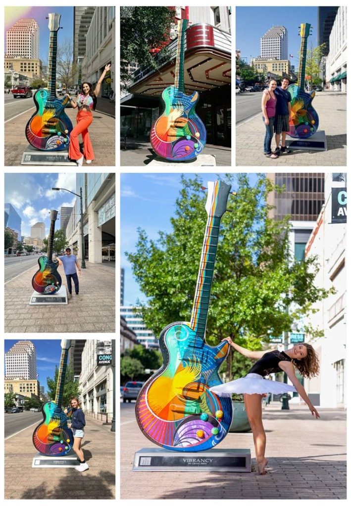 Metal Outdoor Big Golden Guitar Sculpture Replica-YouFine