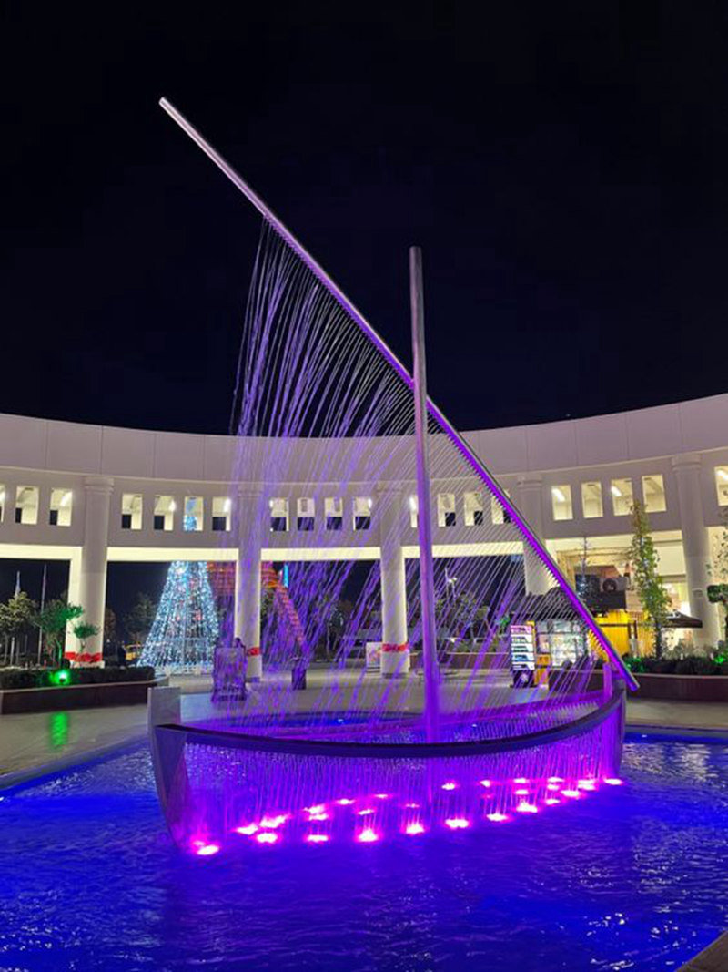 Contemporary Stainless Steel Water Boat Fountain-YouFin