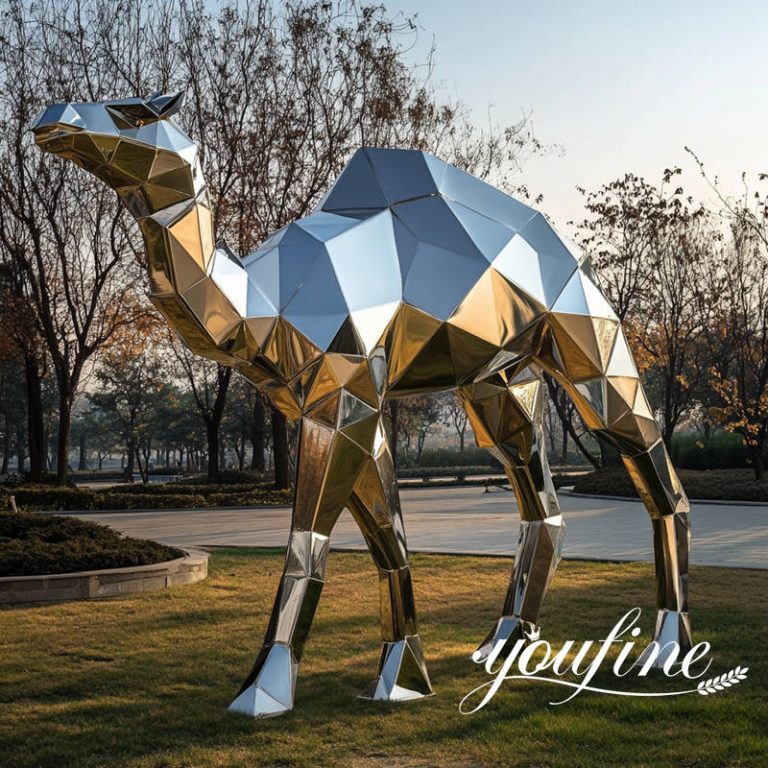 Geometric Large Stainless Steel Camel Sculpture - YouFine