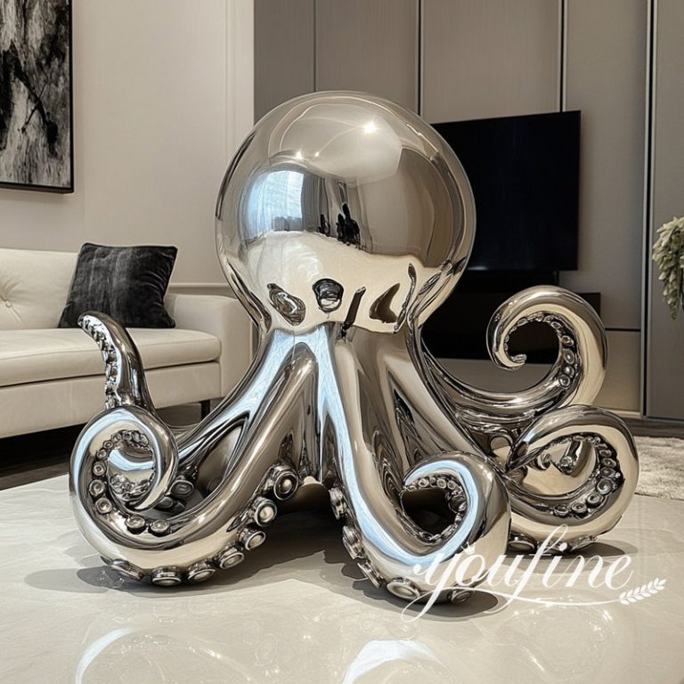 Mirror Polished Metal Octopus Sculpture