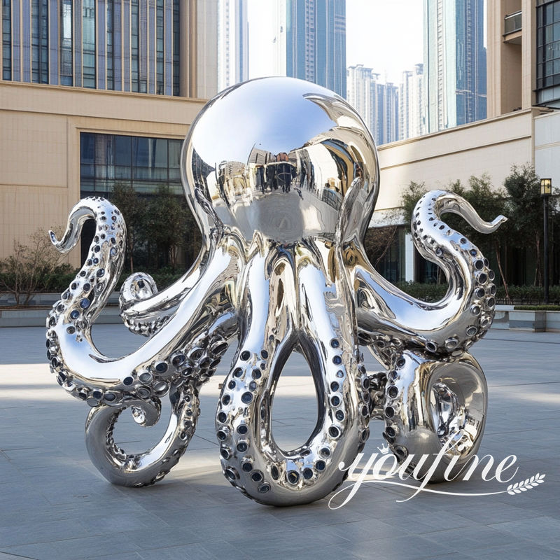 Mirror Polished Metal Octopus Sculpture