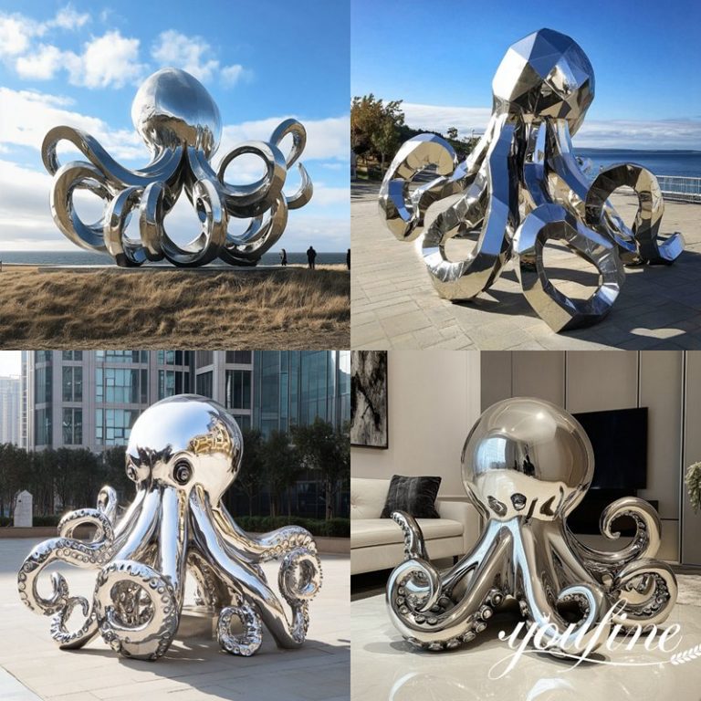 Mirror Polished Metal Octopus Sculpture
