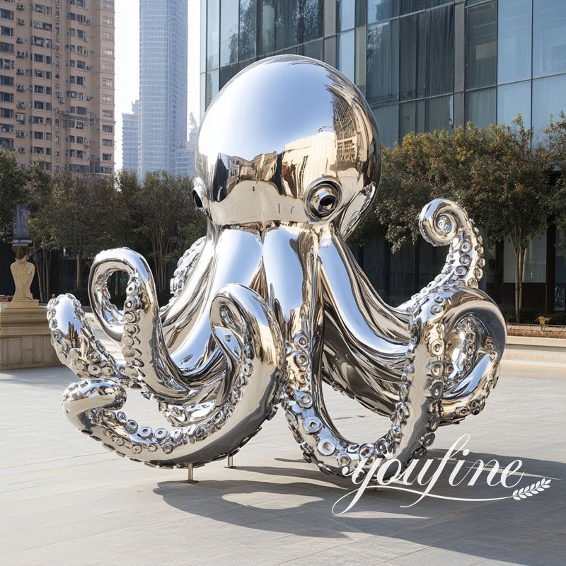 Mirror Polished Metal Octopus Sculpture