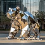 Modern Life Size Polygon Bear Metal Sculpture