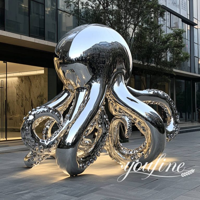 Mirror Polished Metal Octopus Sculpture