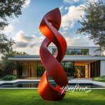 Large Red Steel Sculpture for Outdoor Decor