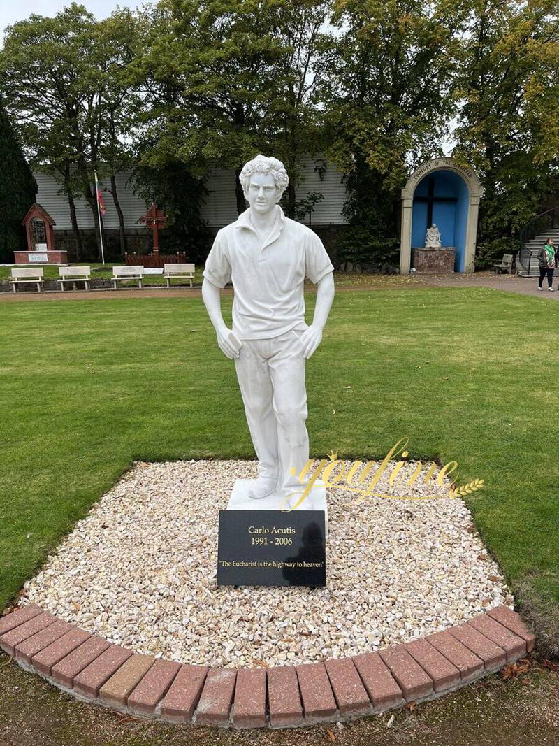 Life Size Painted Marble Carlo Acutis Statue