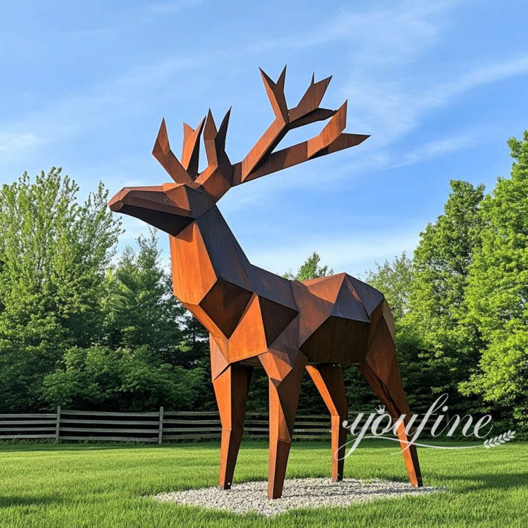 Metal Geometric Deer Corten Art Garden Sculpture
