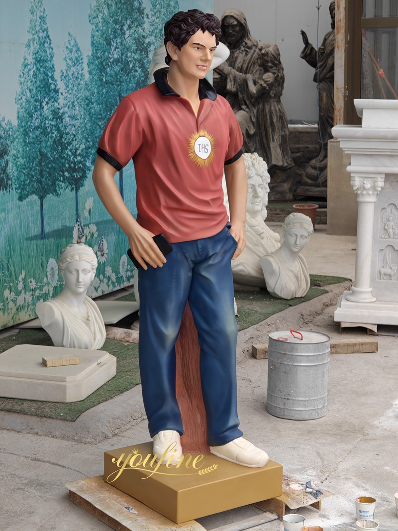 Life Size Painted Marble Carlo Acutis Statue