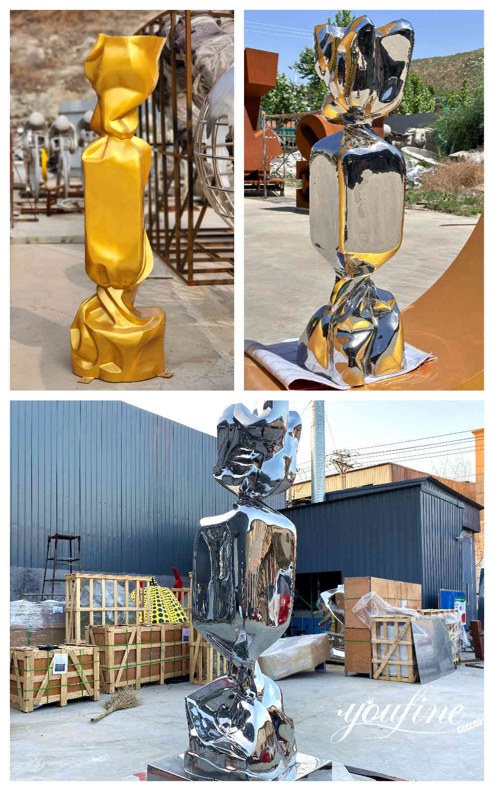 Large Stainless Steel Art Candy Sculpture