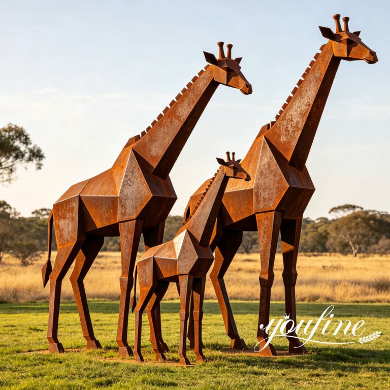 Large Corten Steel Giraffe Sculpture