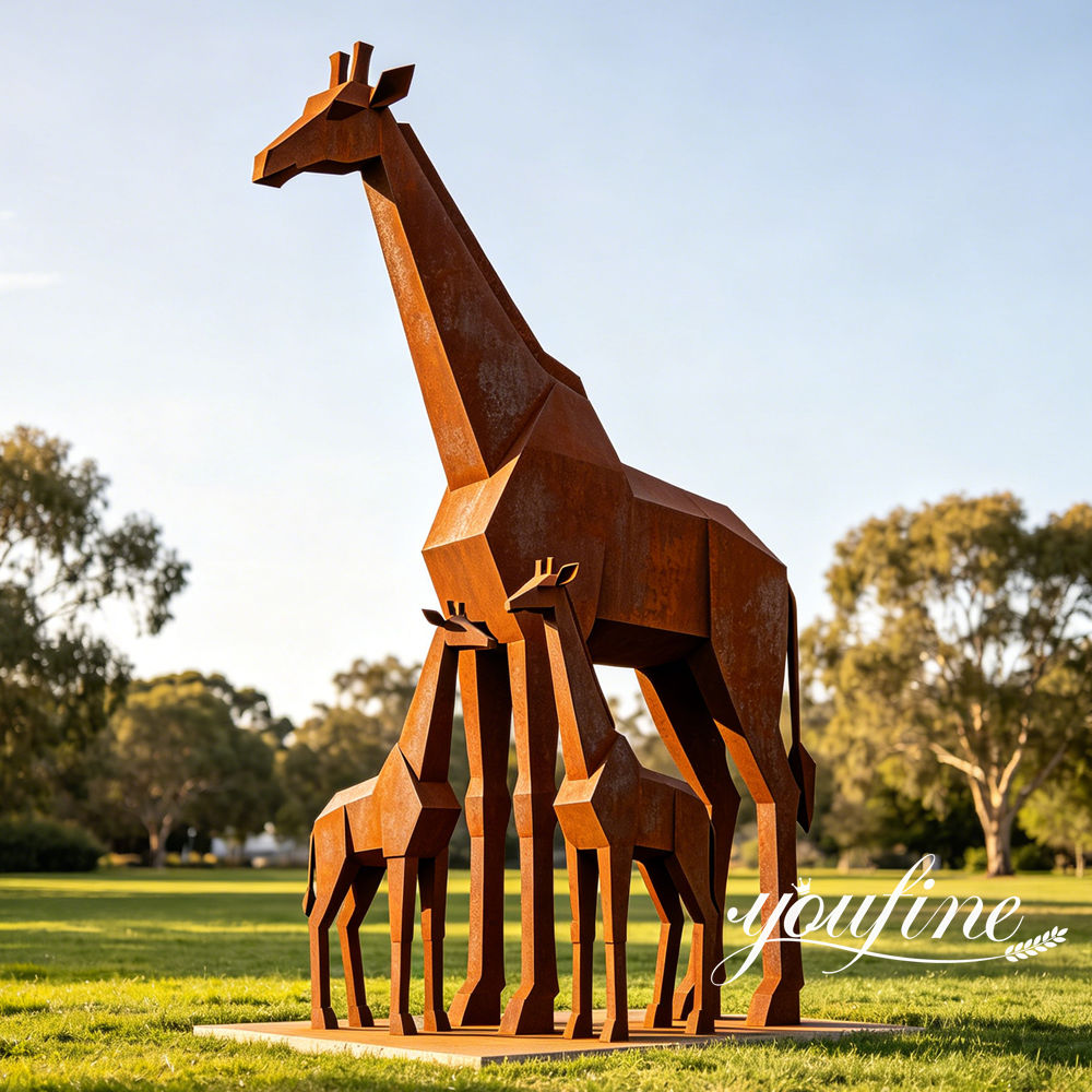 Large Corten Steel Giraffe Sculpture